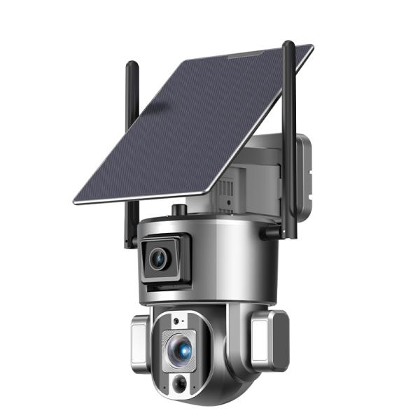 Quality 4K Dual Screen HD Solar Power Camera Wifi 10X Optical Zoom IP Camera PTZ CCTV Outdoor Camera with Night Vision for sale