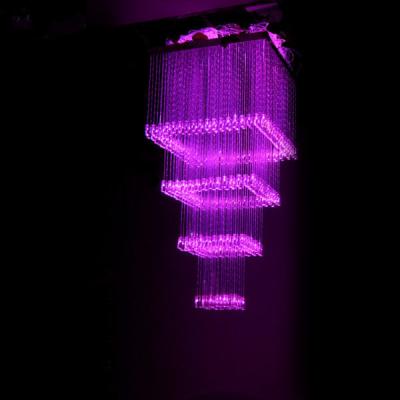China Square Fiber Optic Light Chandelier 0.6×0.6 Meter for Hotel, Night Club, Bar, KTV Lighting for sale