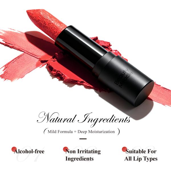 Quality OEM New Trendy Glossy  Red Lipstick with Matte Retro Engraved Pattern Design Long-lasting and Stain-resistant for sale