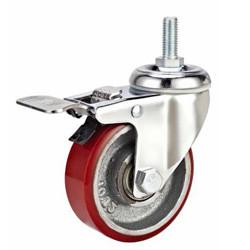 China PU cast iron Caster with brake for sale