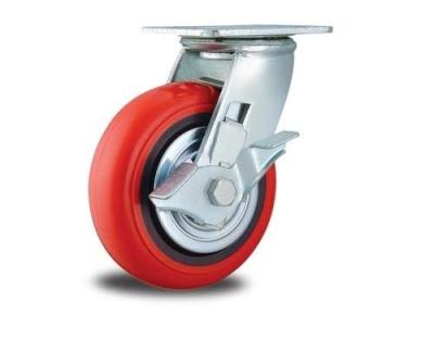 China Side Brake PU cast iron Caster Korea for sale