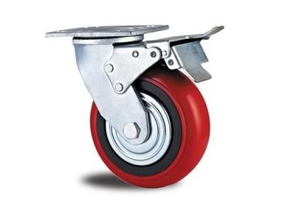 China Total Brake PU cast iron Caster Korea for sale