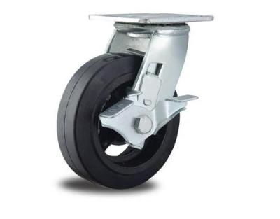 China Side Brake Rubber cast iron Caster for sale