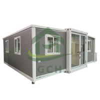 China Expandable Container House 20ft 40ft White Frame Grey Wall Panel Quick Setup 38-75sqm for sale