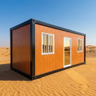 China Wood-Grain Detachable Container House for Saudi Arabia Desert: 3.0mm Galvanized Steel Frame Cabin with PU Insulation for sale