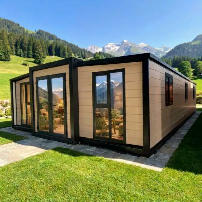 China Pink Panel With Black Frame 20ft Expandable Container Home With Bathroom for sale