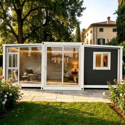 China Kitchen / Bathroom Expandable Container House With Grey Color Panel / White Frame Come for sale
