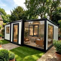 Quality Expandable Container House With White Panel And Black Frame And Wooden Color for sale
