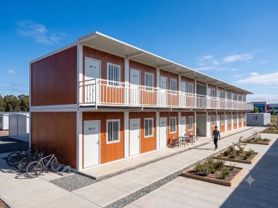 China Multi-Unit Prefabricated Workforce Apartment: 2-Story Combined Modular Dormitory with Walkway Balcony for Large-Scale Construction Sites for sale