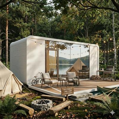 China Luxury Glamping Apple Cabin Container House Prefabricated 5.8m Holiday Villa For Scenic Resorts for sale