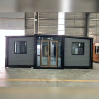 China 20ft Expandable Container House with Grey Cladding, Black Frame and Fitted Interior for sale
