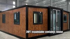 20FT expandable container house | black frame wood grain panel