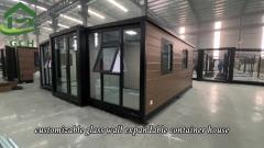 20FT expandable container house |front grass curtain wall and metal carved board