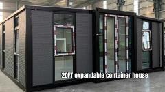 20FT expandable container house with Floor-to-ceiling windows and metal carved board