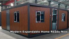 20-foot flat-roof expandable container house, with brown Great Wall panel exterior walls