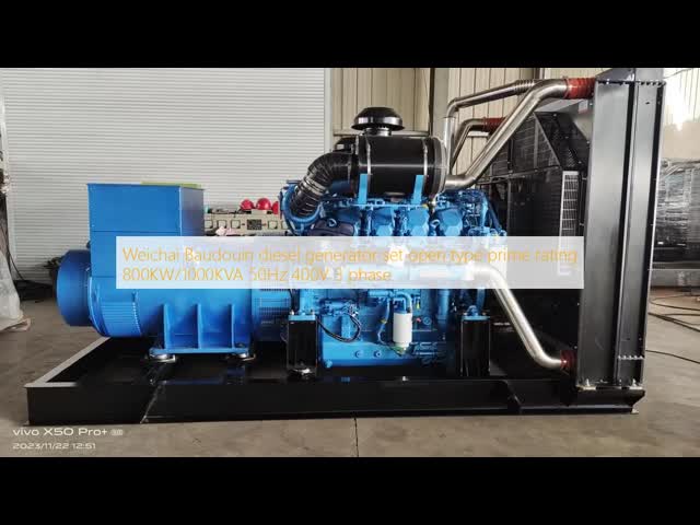 Weichai Baudouin conjunto de gerador diesel de tipo aberto com potência máxima de 800KW/1000KVA 50Hz 400V 3 fases