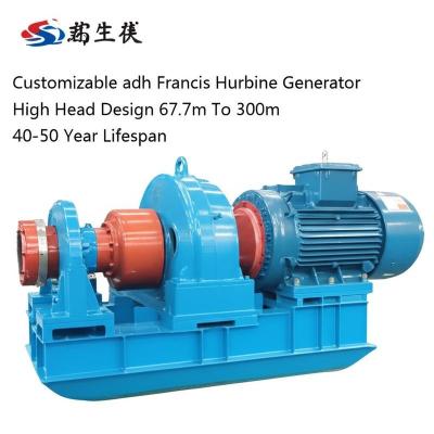 China Customizable Francis Hydro Turbine Generator with High Head Design 67.7m To 300m 40-50 Year Lifespan and Power Range 100kw~20mw for sale