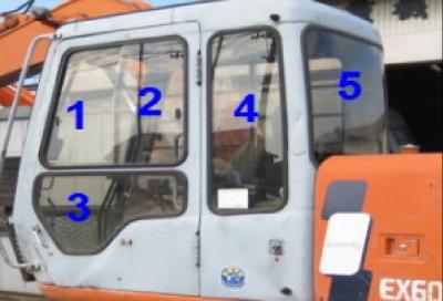 China 4383431 HITACHI Excavator Glass Cab Window Left Door Rear Position NO.4 for sale
