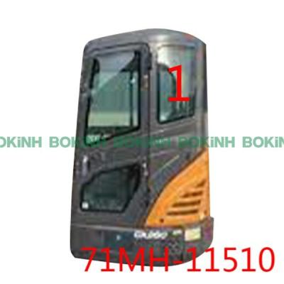 China 71MH-11510 HYUNDAI Front Glass Excavator Cab Window Left Side Upper Position NO.1 Tempered for sale