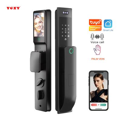 China YAGU Home Palm Vein 3D Facial Recognition Video Call Smart Lock, Fingerprint Tuya WiFi Smart Door Lock for sale