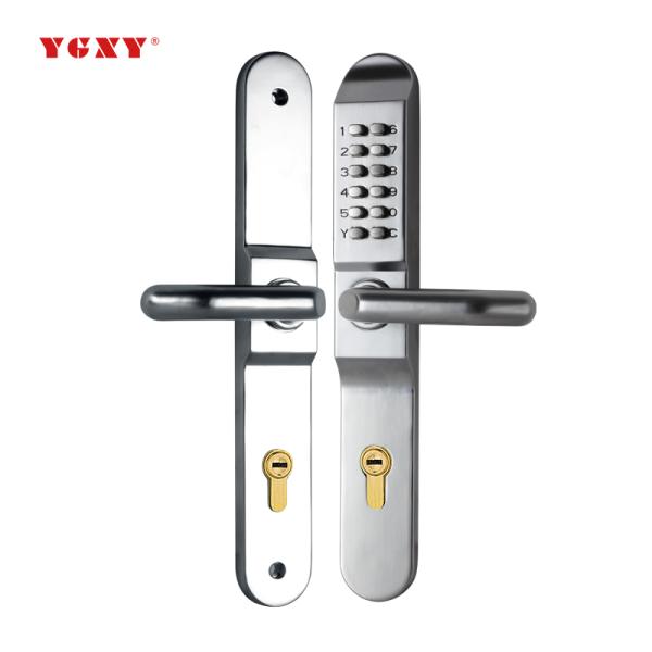 Quality Outdoor Double-sided Mechanical Password Lock Waterproof Not Hollow Out Aluminum Art Garden Door Garden Key Password Lock for sale