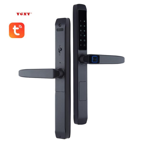 Quality Aluminium Digital Smart Sliding Door Lock Waterproof Outdoor Hook Fingerprint Locks Knob Handle Tuya Remote With Camera for sale