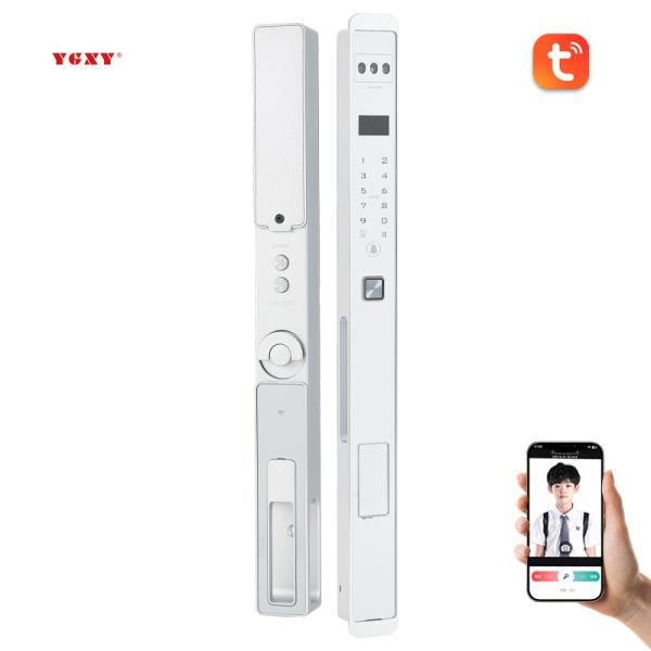 Quality TUYA Video Doorbell Waterproof Smart Aluminum Door Lock Fingerprint Password Narrow Gate Digital Door Smart Lock for Sliding for sale