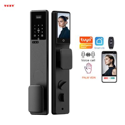 China Yagu Tuya Waterproof Outdoor Smart Lock with Camera Intercom 3D Face Recognition Biometric Fingerprint Remote Access Smart Lock for sale