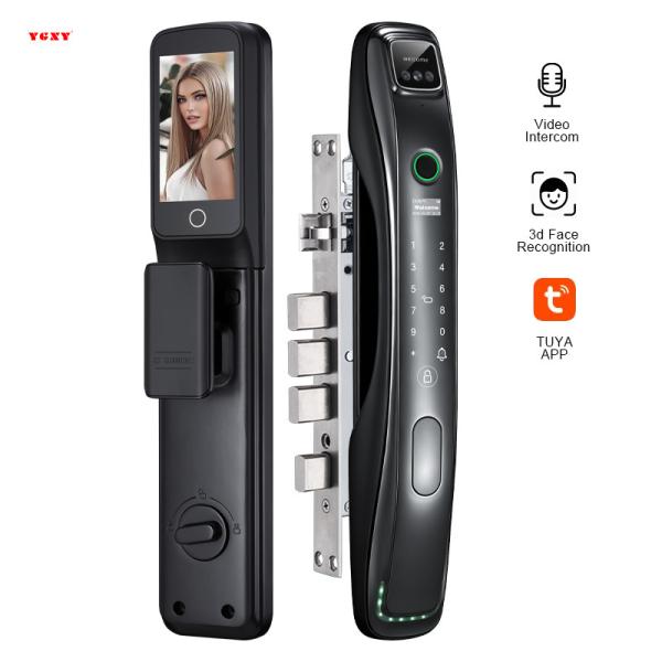 Quality High-End Entry Door Lock with Video Intercom, Facial Recognition, Fingerprint, Password Smart Wireless Door Lock with TUYA APP for sale