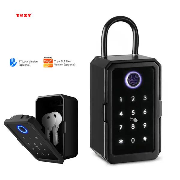 Quality Ttlock Tuya Smart Key Storage Boxes Finger Print Code Lockbox Entry Safe Key Box Lock Box for House Apartment for sale
