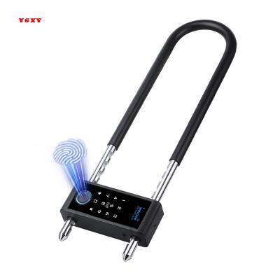 China YAGU U-lock Electronic Smart Security App Fingerprint Combination Password U Shape Glass Door Tuya Lock for sale