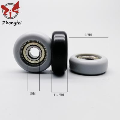 Cina 32mm Nero Rodante Porta Scorrevole Di Vetro Cuscinetti A Sfera Per Balcone ODM in vendita