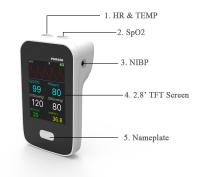 China Multi Parameter Patient Monitor PM6100 2.8 TFT Bluetooth SpO2 ECG NIBP TEMP for sale