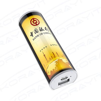 China Box Iluminación Publicidad plástico portable de la energía 2600mAh Banco, batería externa Paquete Sucker en venta