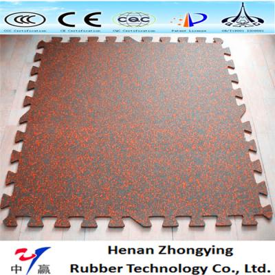China Manufacturer recycled interlock rubber tiles 12mm 15mm gym rubber floor mats for sale