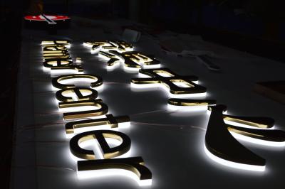 China Signage de aço inoxidável da letra de 50mm, letras retroiluminadas do halo com iluminação do diodo emissor de luz à venda