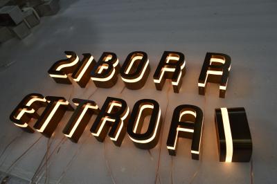 Cina Lit acrilica del bordo di 3D LED firma d'ottone/cromata fissato al muro in vendita