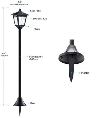 Cina 40 pollici di iluminazioni pubbliche alimentate solari all'aperto di Mini Solar Lamp Post Lights per la via del prato inglese in vendita