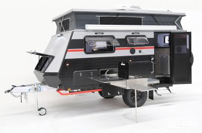 China Campingtrailer met harde bovenkant Luxe Leer Slaper Lounge Aluminium Dak Isolatie for sale