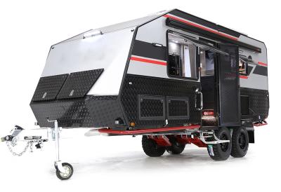 China Recreatie Hardtop Trailer RV Camping Trailer Met Khaki Faux Leer Lounge Badkamer for sale