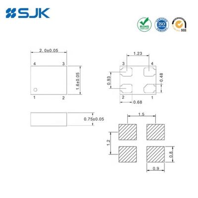 China Industrial SJK8008 SMD 2016 MEMS CMOS 106.25MHz 20PF 20ppm 3.3V Crystal Oscillator for sale