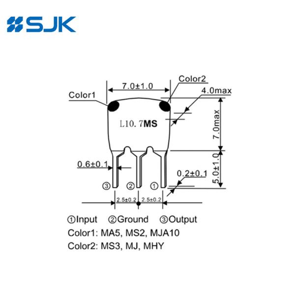 LT10.7 DIP Type Ceramic Filter With 10.7MHz 7 X 7 X 4mm