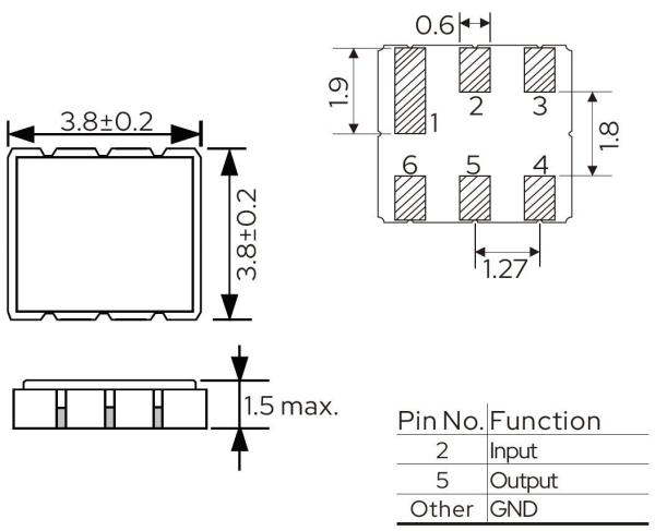SMD DCC6 SAW Filter 3.8 X 3.8 Wide Frequency Range RoHS Compliant