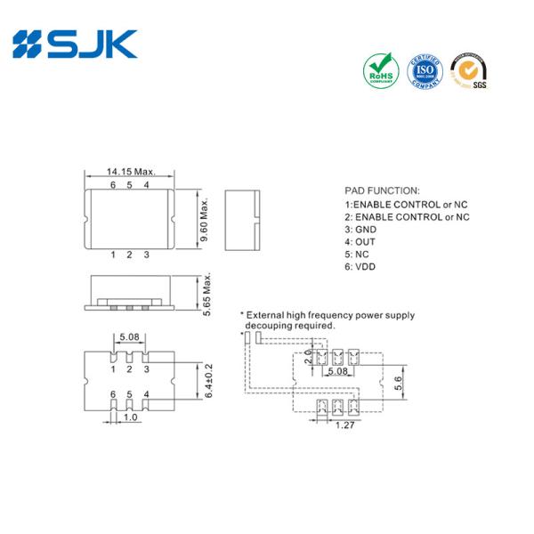 SMD 1490 Διαφορετικός μεγέθους LVPECL ταλαντωτής με 25 ~ 700MHz για Gigabit Ethernet