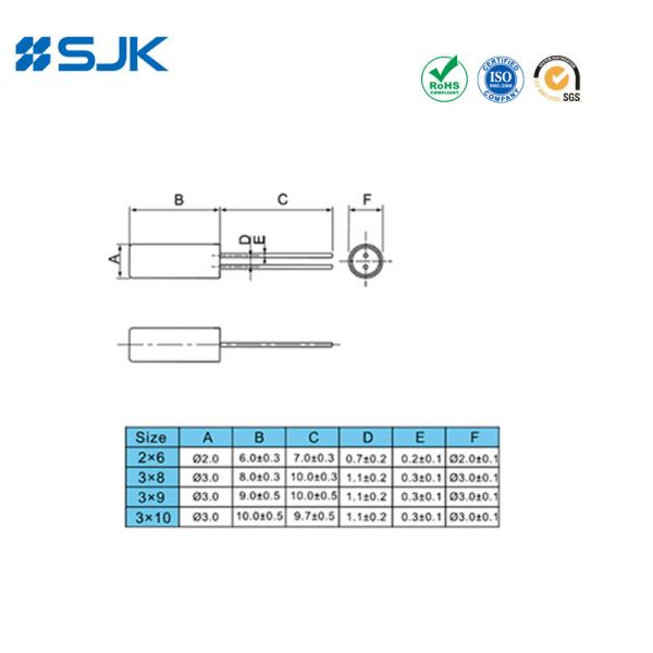 2*6mm Through Hole  Crystal Resonator With 32.768KHz 12.5pF ±20ppm