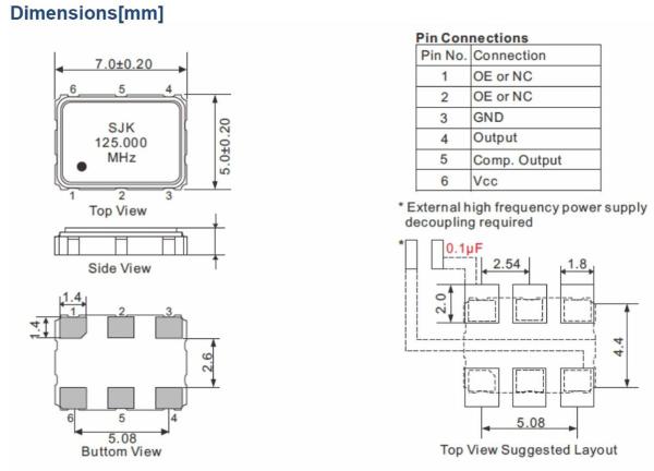 SMD 7050 VCXO CMOS 1-200MHz 3.3V ±25ppm -40~+85℃