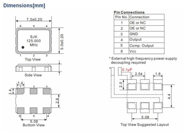 SMD 7050 LVDS VCXO 50~700MHz Υψηλή συχνότητα ±25ppm -40~+85