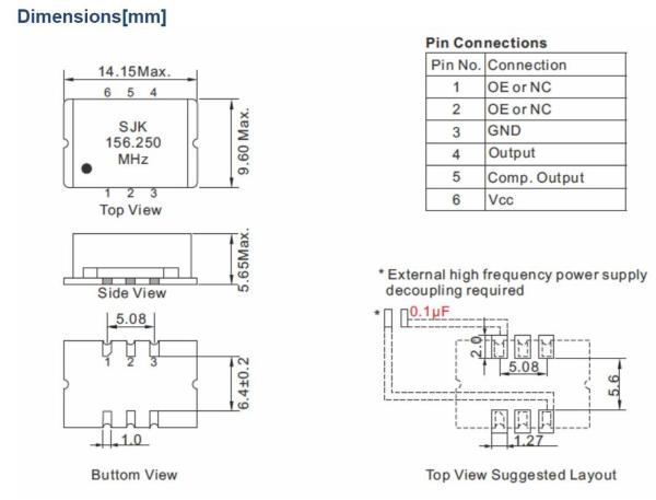 SMD LVDS VCXO με 14,2*9,3*5,4mm με 3,3V για Ethernet