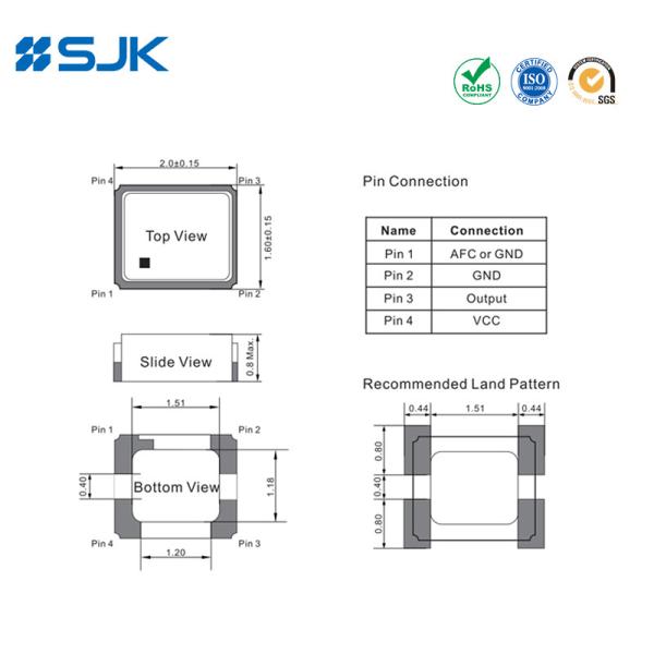 2520 TCXO 26MHz 1.8V-3.3V Clipped Sine Wave Output ±0.5ppm -40- 85C 4 Pads Pad