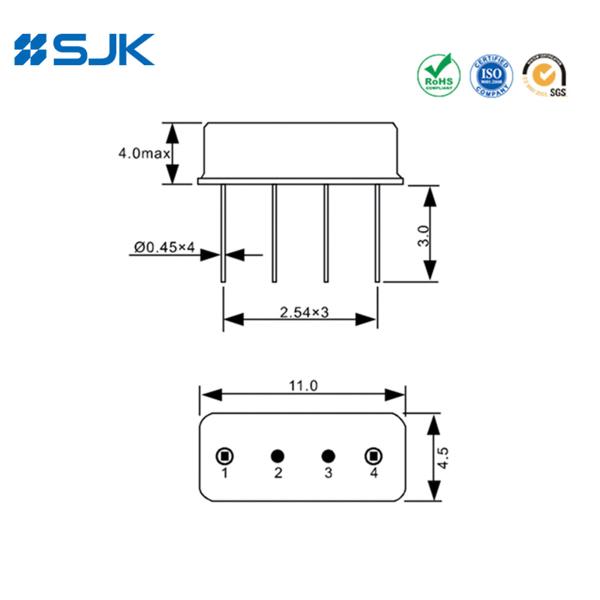 10V Storage 4 Pin DIP Saw Resonator Low Consumption and 2.1dB Insertion Loss